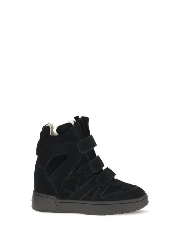 Isabel Marant Étoile Wedge Leather Sneakers Im3-gz - Black