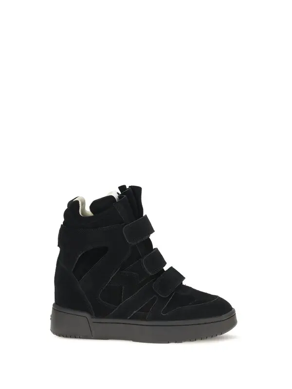 Isabel Marant Étoile Wedge Leather Sneakers Im3-gz - Black
