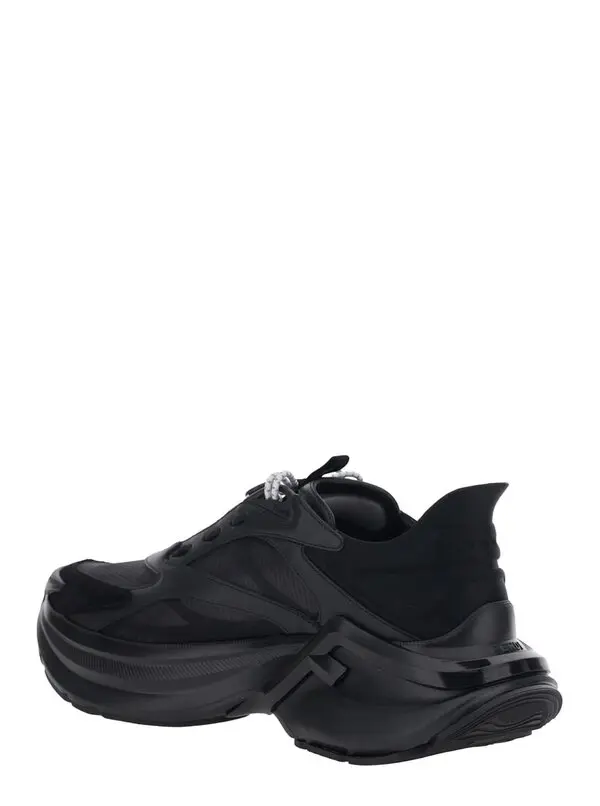 Fendi Sneaker 'f-light' Low Top With Ff Motif On The Side And Chunky Sole In Mesh And Leather For - Black