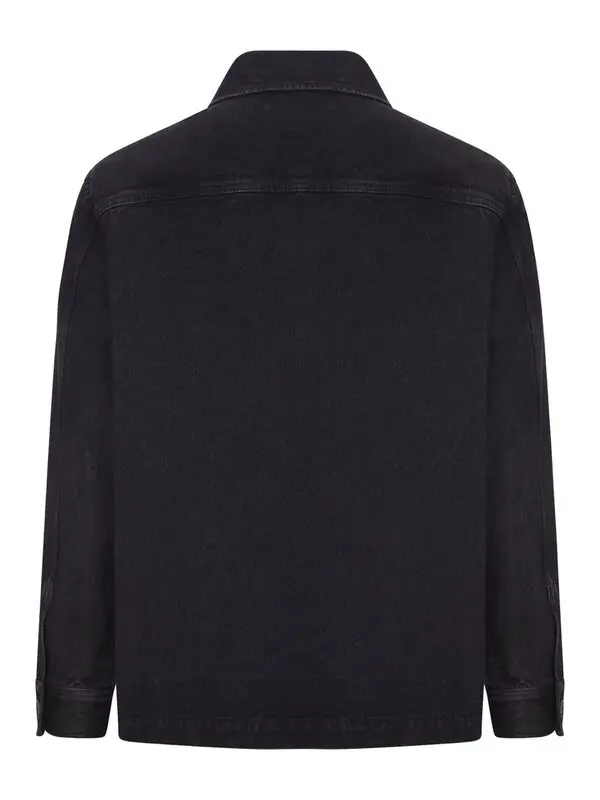 Saint Laurent Overshirt Cassandre In Denim Black Sand
