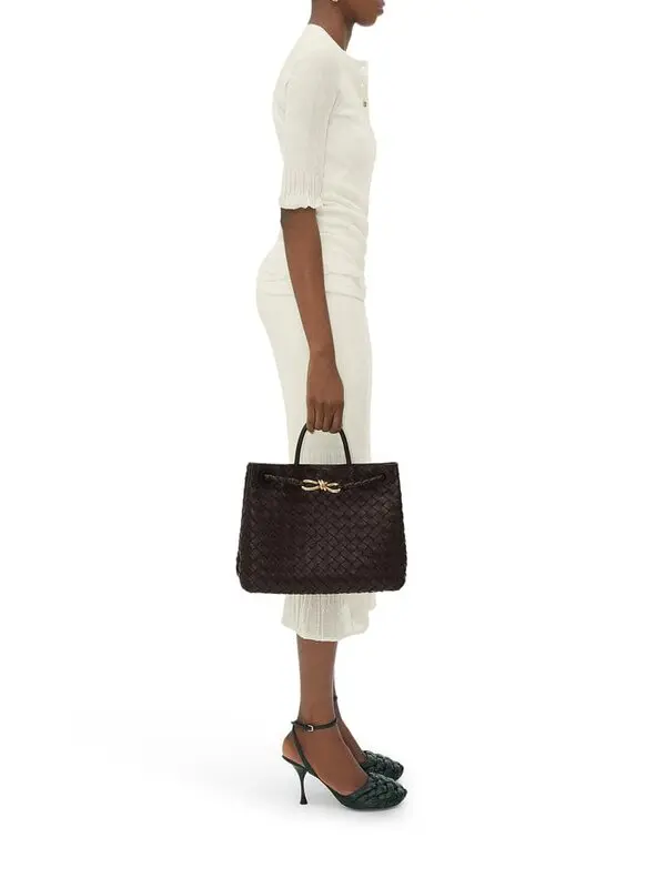 Bottega Veneta Intrecciato Leather Top Handle Bag - Brown