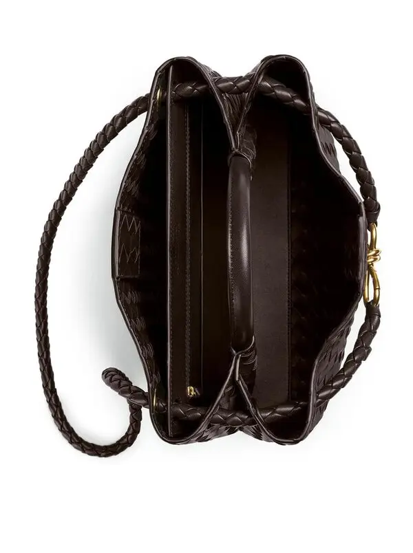 Bottega Veneta Intrecciato Leather Top Handle Bag - Brown