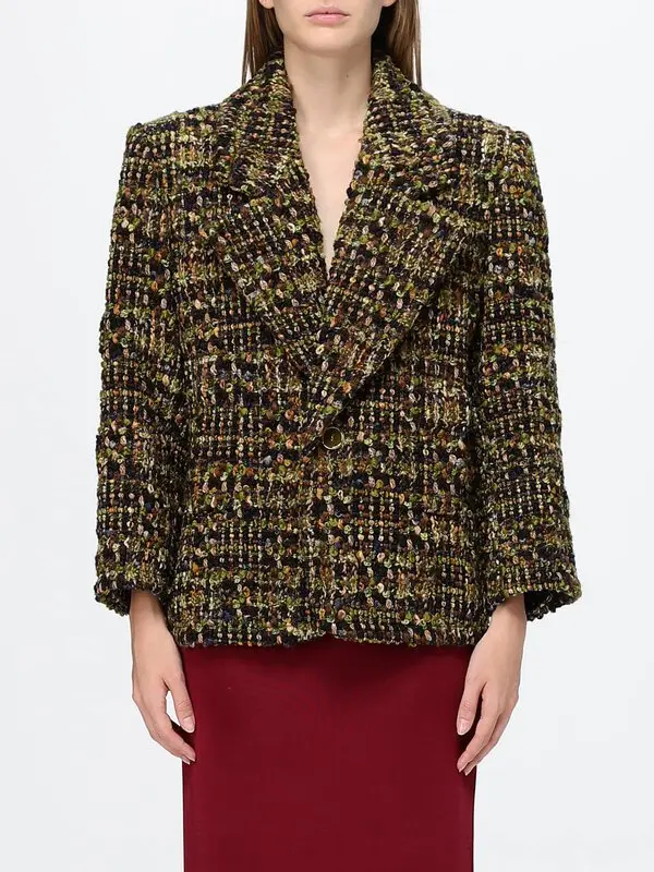 Saint Laurent Striped Wool Tweed Blazer - Brown