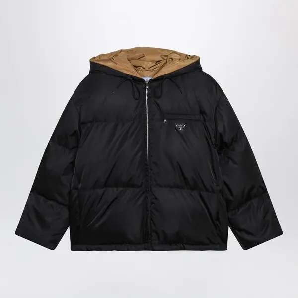 Prada Zip-up Puffer Jacket In Re-nylon - Black