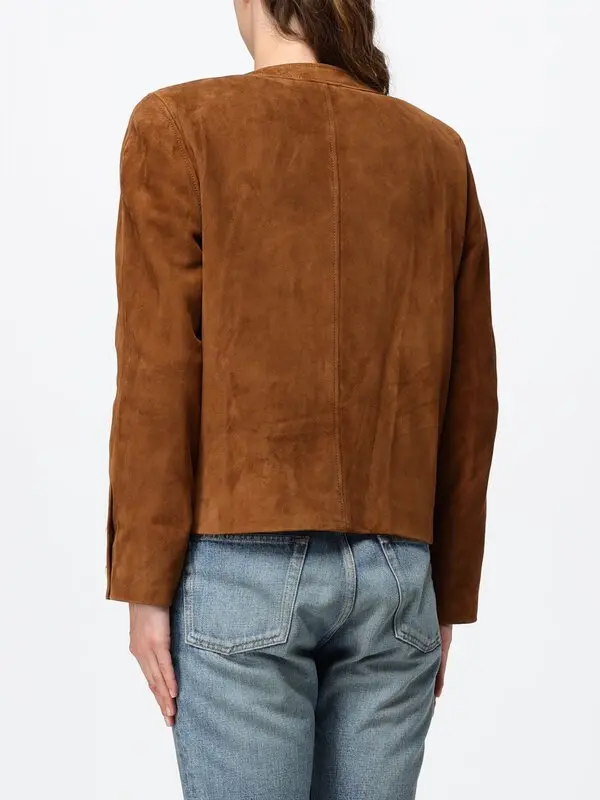 Saint Laurent Double-breasted Cropped Jacket In Suede Lambskin