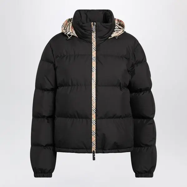 Burberry Zip-up Down Jacket With Check Detail