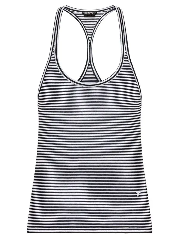 TOM FORD Striped Viscose Tank Top - Black