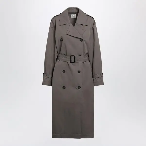 TOTEME Double-breasted Cotton-blend Trench Coat - Gray