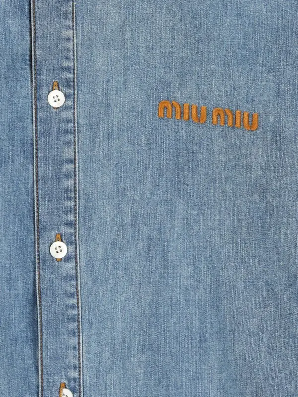 Miu Miu Logo Cotton Shirt - Multicolor