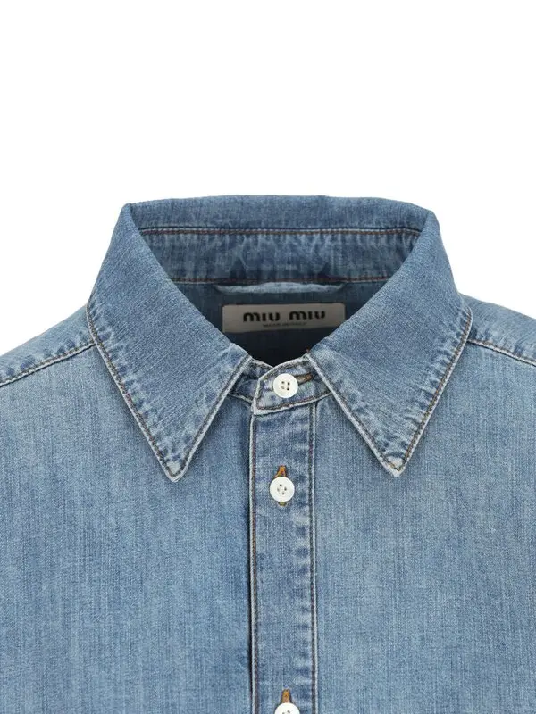 Miu Miu Logo Cotton Shirt - Multicolor