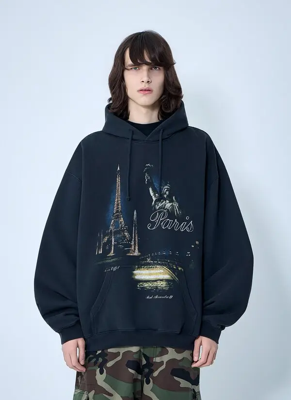 Vetements Paris Tourist Zip Up Hoodie - Black