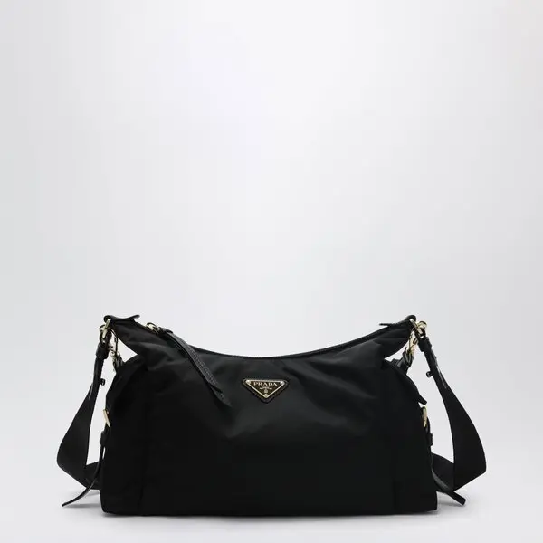 Prada Explore Large Bag In Re-nylon And Leather - Black