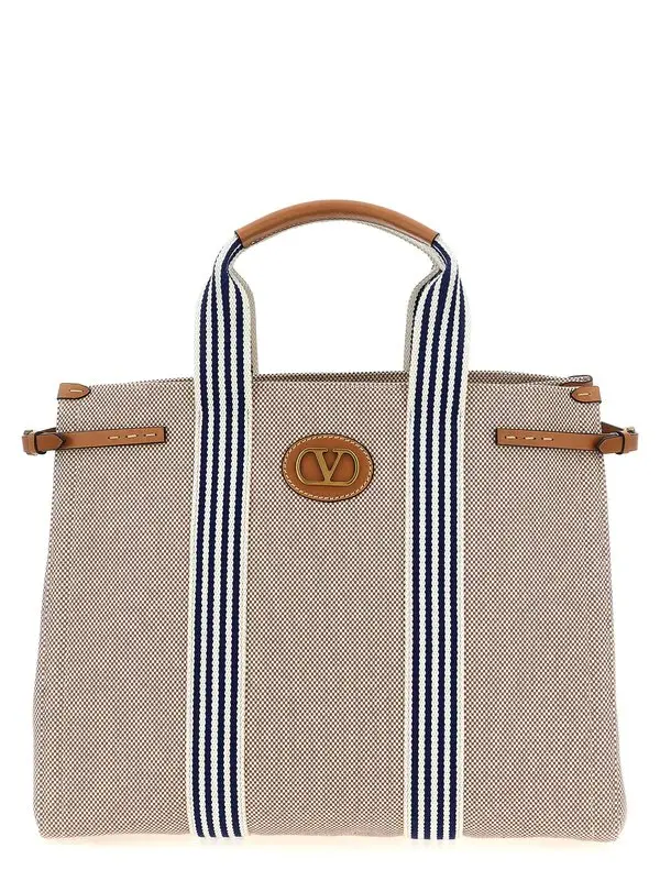 Valentino Garavani Antibes Canvas Handbag With Leather Details - Multicolor