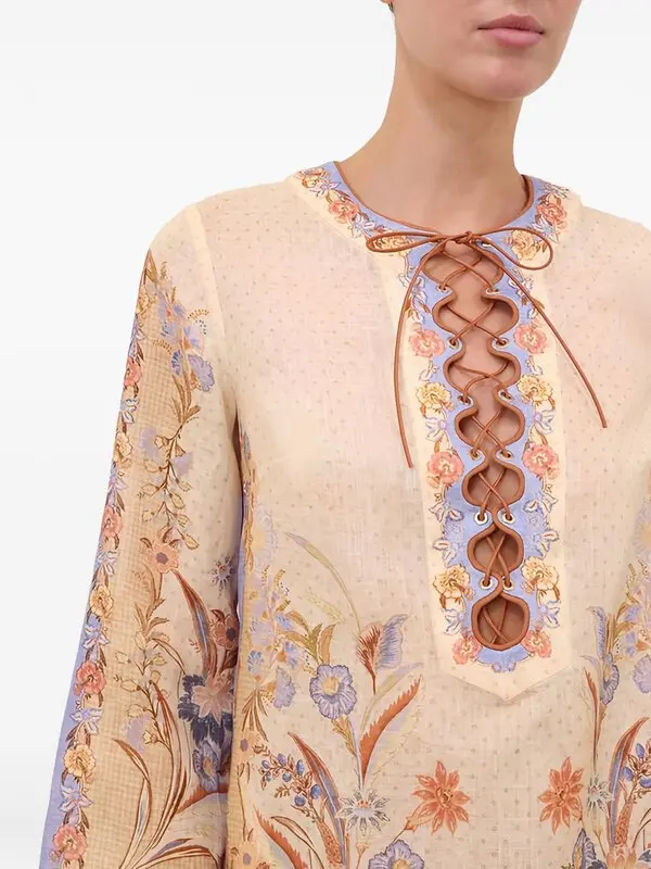 Zimmermann Indra Linen Mini Dress - Multicolor