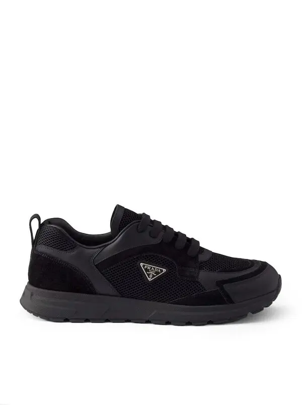 Prada Prax Leather And Fabric Sneakers - Black