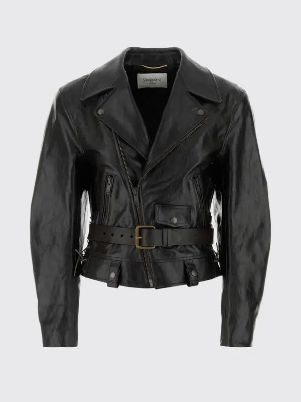 Saint Laurent Slim Fit Belted Calfskin Biker Jacket