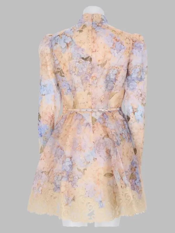 Zimmermann Floral Print Linen-silk Blend Mini Dress - Blue