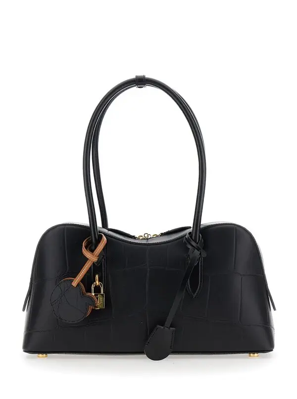Stella McCartney Medium 'ryder' Handbag With Lock Detail On Front In Ecoleather Black For - Multicolor
