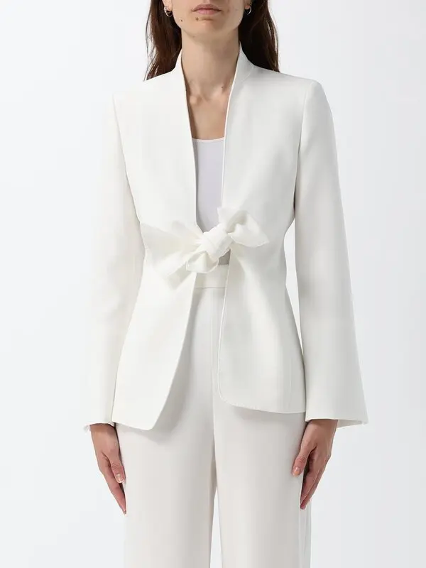 Max Mara Slim Fit Short Cady Blazer With Tie Fastening - White