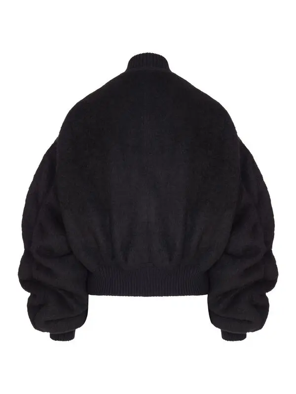 Rick Owens Cropped Alpaca Wool Bomber Jacket With Zip