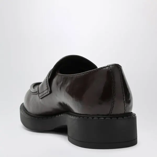 Prada Chocolate Leather Loafers In Leather