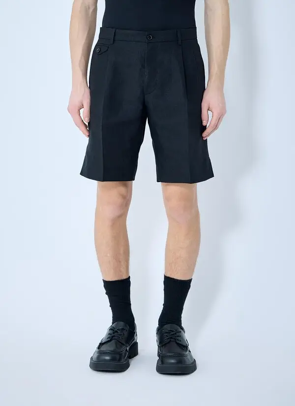 Dolce & Gabbana Linen Tailored Shorts - Black