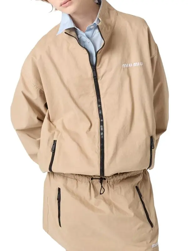 Miu Miu Washed Gabardine Blouson - Cream