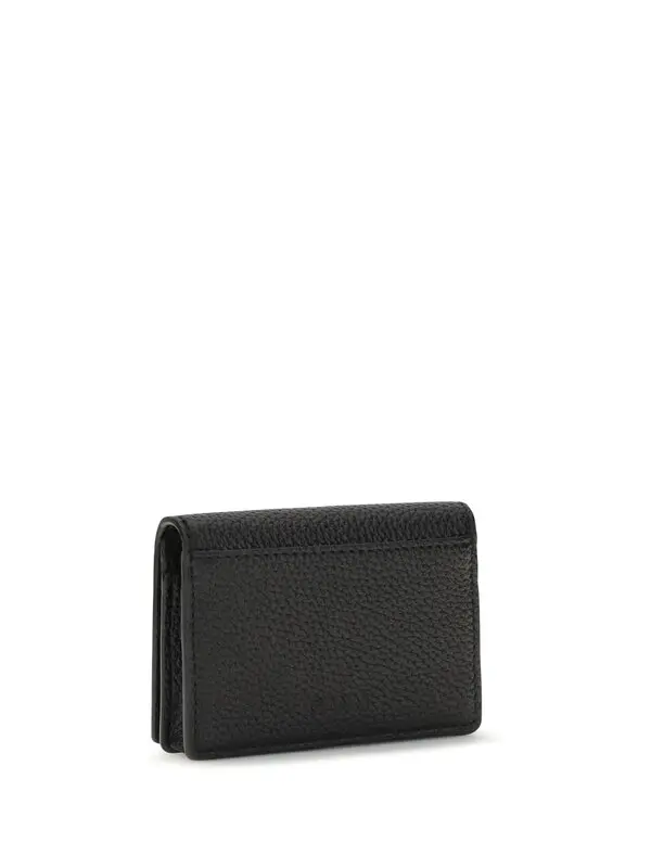 GANNI Bou Card Holder With Flap Grained - Black