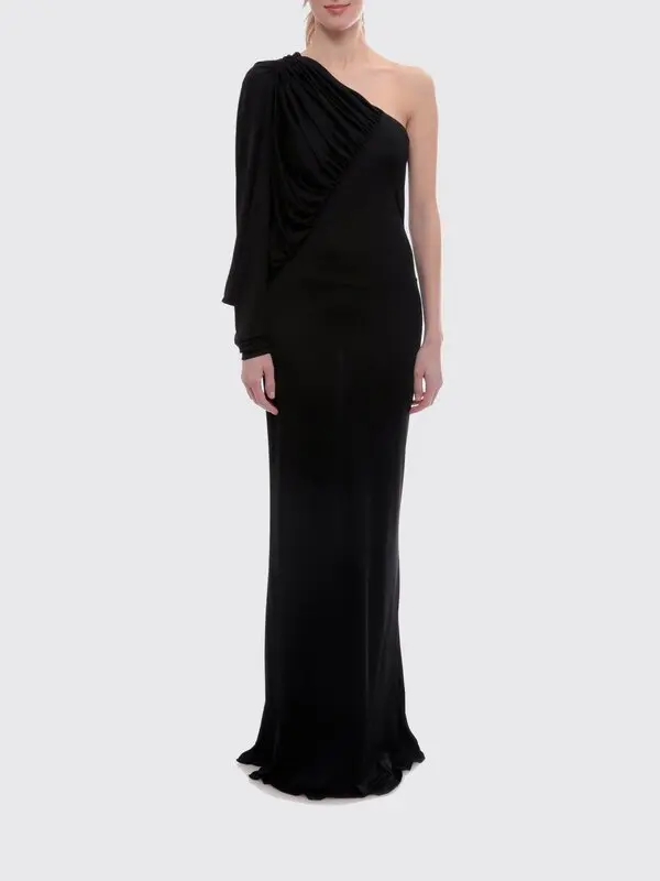 Saint Laurent One-shoulder Long Evening Gown - Black
