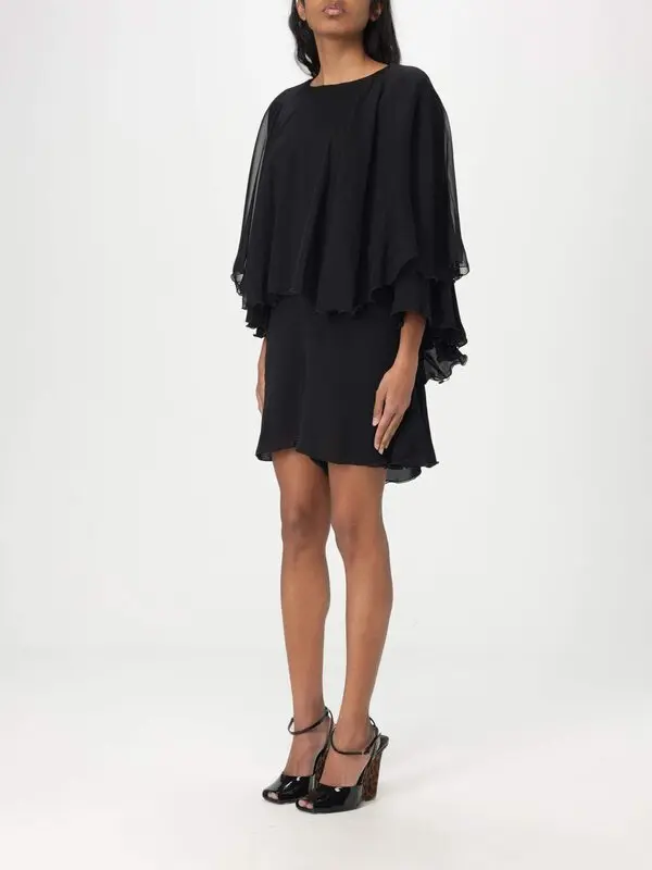 Saint Laurent Silk Cape Effect Jumpsuit - Black