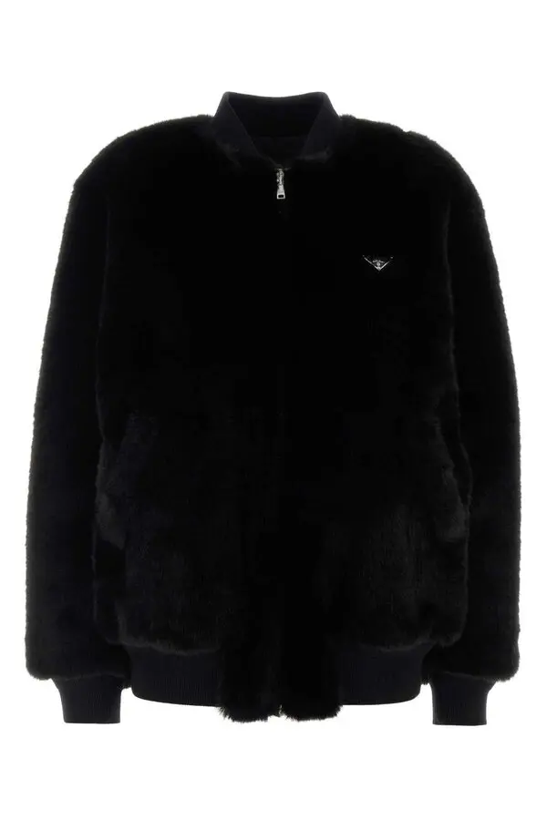 Prada Eco Fur Bomber Jacket - Black