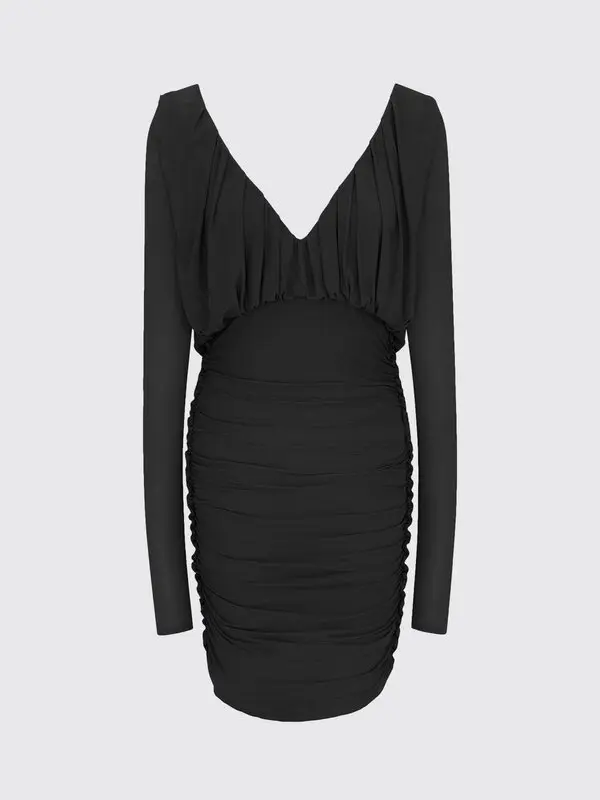Saint Laurent Cupro Mini Sheath Dress With Draped Waist