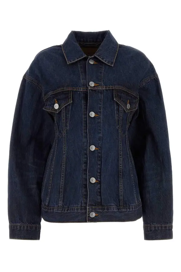 Balenciaga Dark Denim Hourglass Jacket - Blue