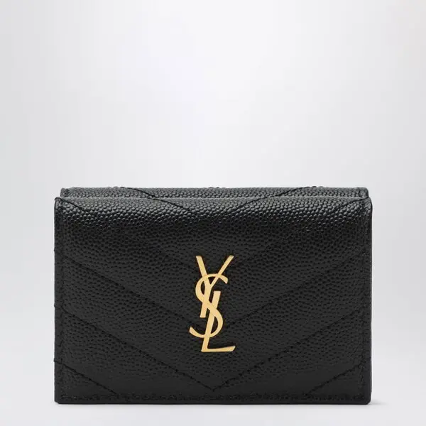Saint Laurent Cassandre Matelasse Compact Wallet - Black