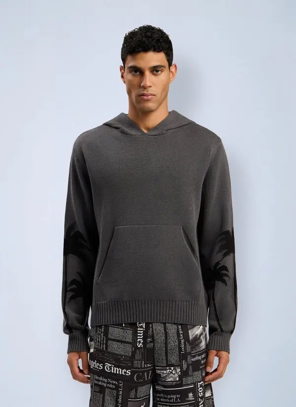 Palm Angels Back Palms Knit Hooded Sweatshirt