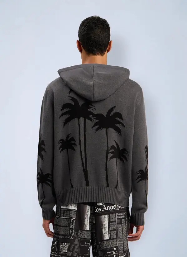 Palm Angels Back Palms Knit Hooded Sweatshirt