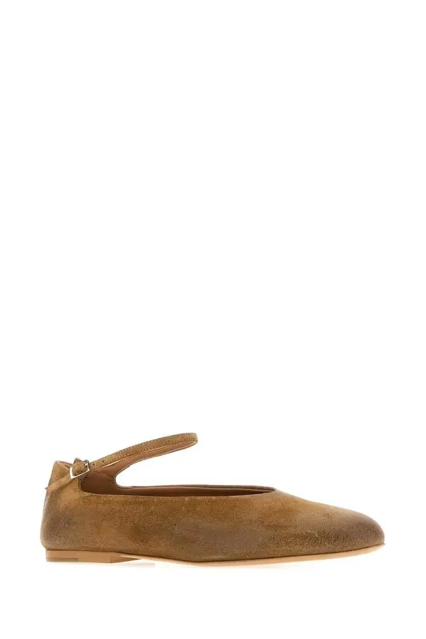 JIL SANDER Camel Suede Elyss Ballerinas - Brown