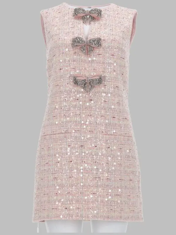SELF-PORTRAIT Bow Detailed Mini Dress - Pink