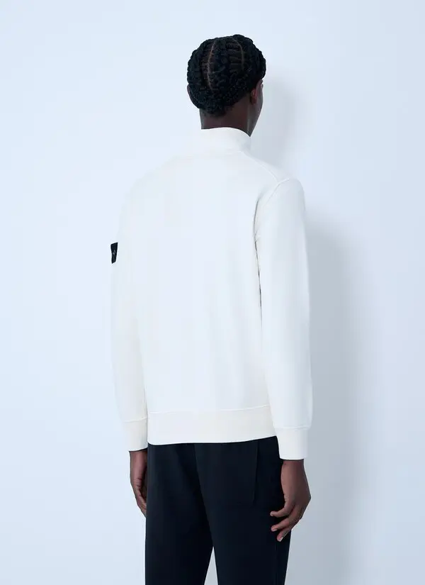 Stone Island Logo Patch Cotton Knit Zip-up Sweater - Multicolor