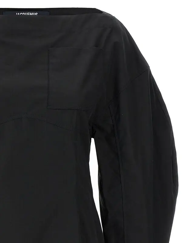 Jacquemus Cotton Poplin Shirt Dress - Black