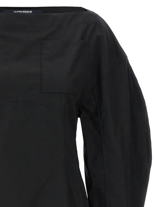 Jacquemus Cotton Poplin Shirt Dress - Black