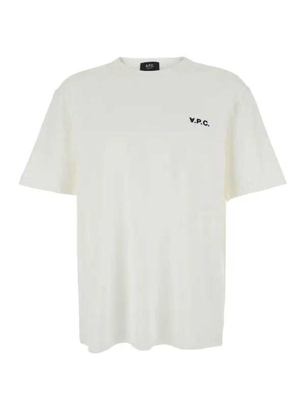 A.p.c. Crew Neck T-shirt With Embroidered Logo On The Front In Cotton - White
