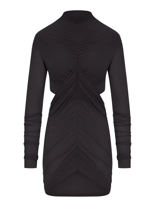 Rick Owens Long Draped Viscose T-shirt With Long Sleeves - Black