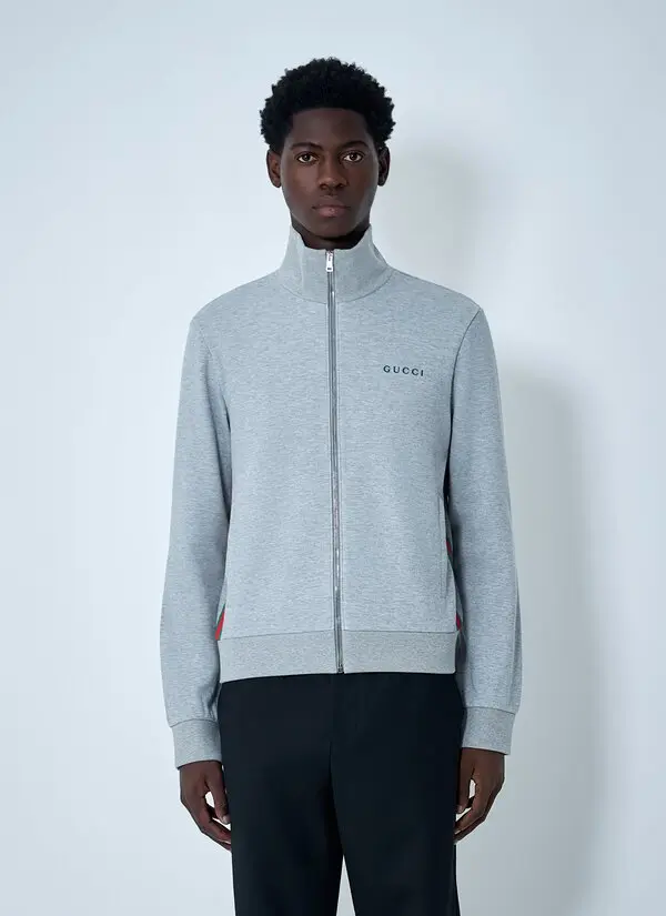 Gucci Web Motif Zip-up Sweatshirt