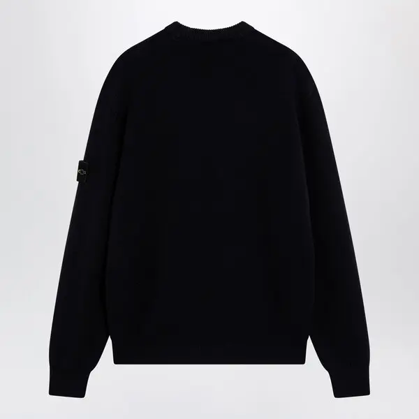 Stone Island Navy Wool Crewneck Sweater - Blue