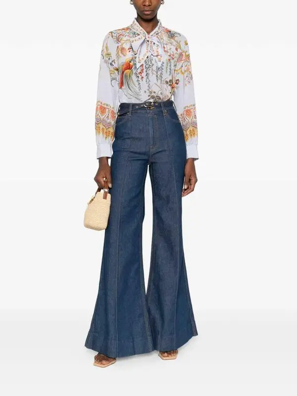 Etro Bird Print Silk Blouse