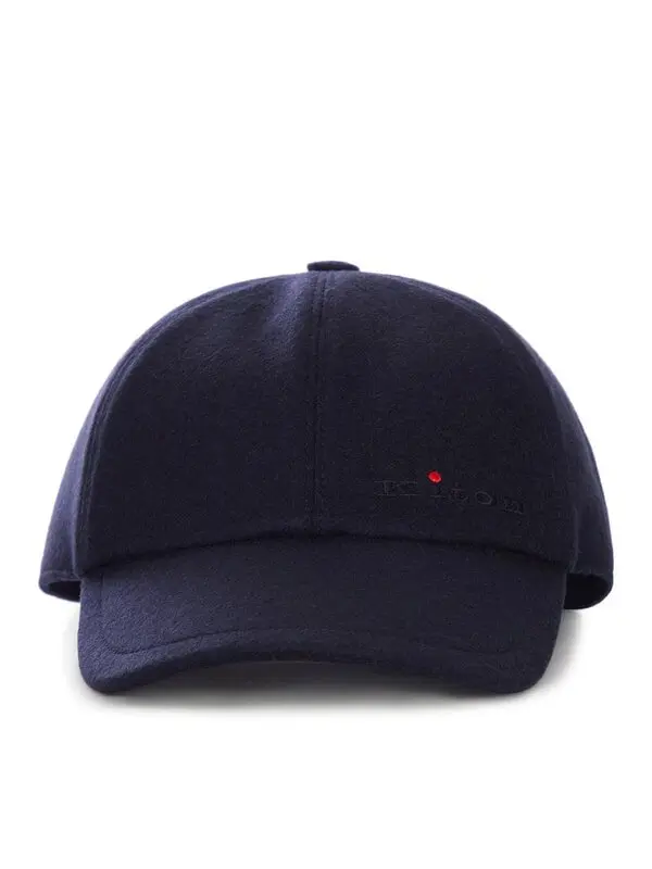 Kiton Cashmere Baseball Cap With Embroidered Logo - Blue
