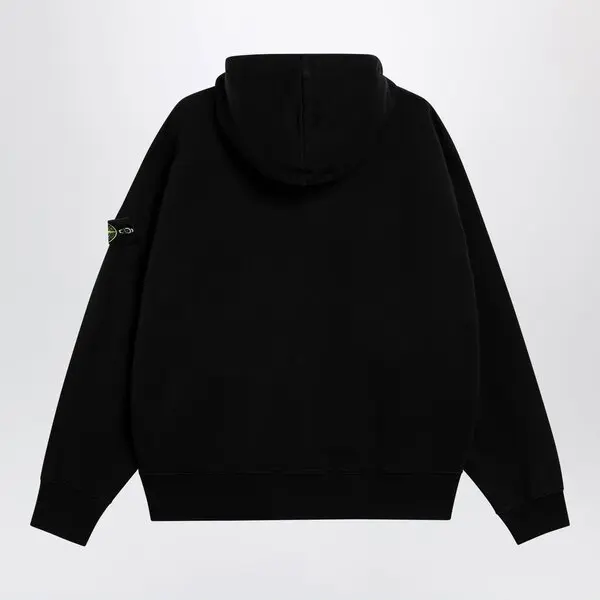 Stone Island Organic Cotton Hooded Zip Sweatshirt - Black