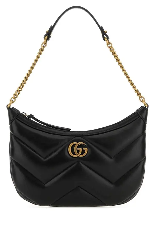 Gucci Leather Gg Marmont Shoulder Bag - Black