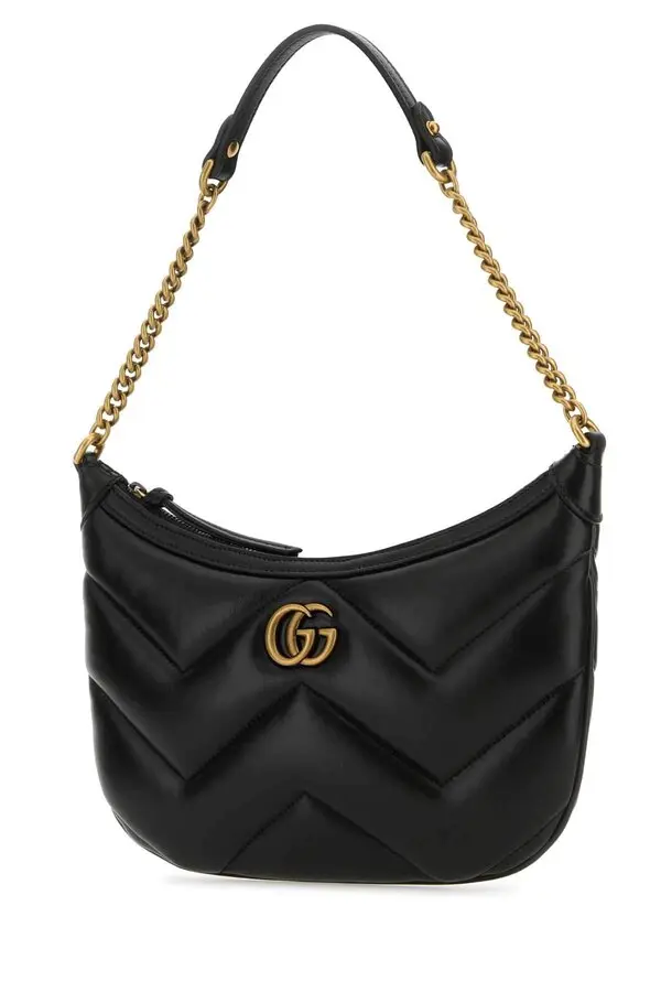 Gucci Leather Gg Marmont Shoulder Bag - Black
